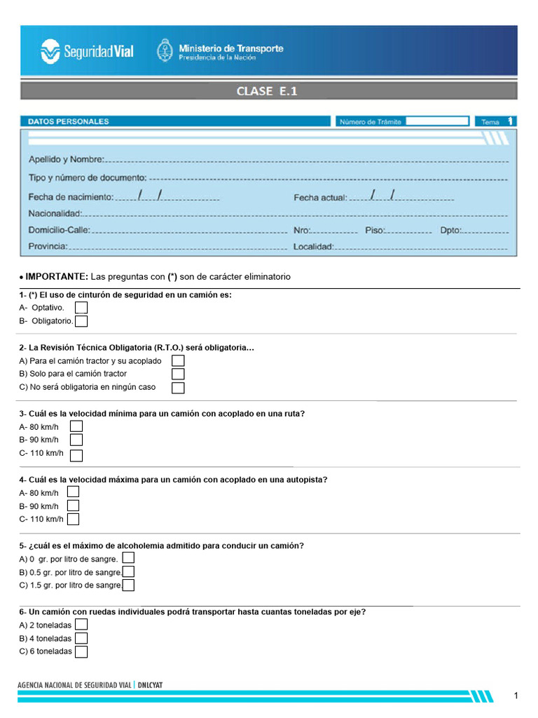 Examen E1 | Descargar gratis PDF | Camión | Tecnología de vehículos