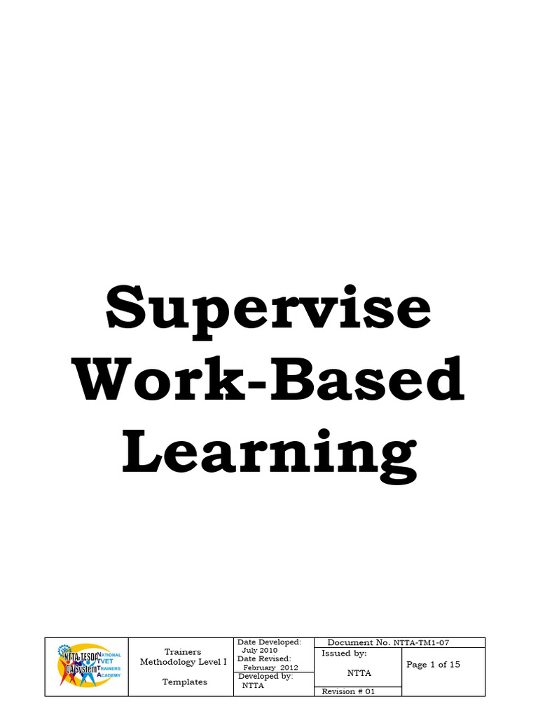 Supervise Work Based Learning Template | PDF | Plumbing | Pipe (Fluid Conveyance)
