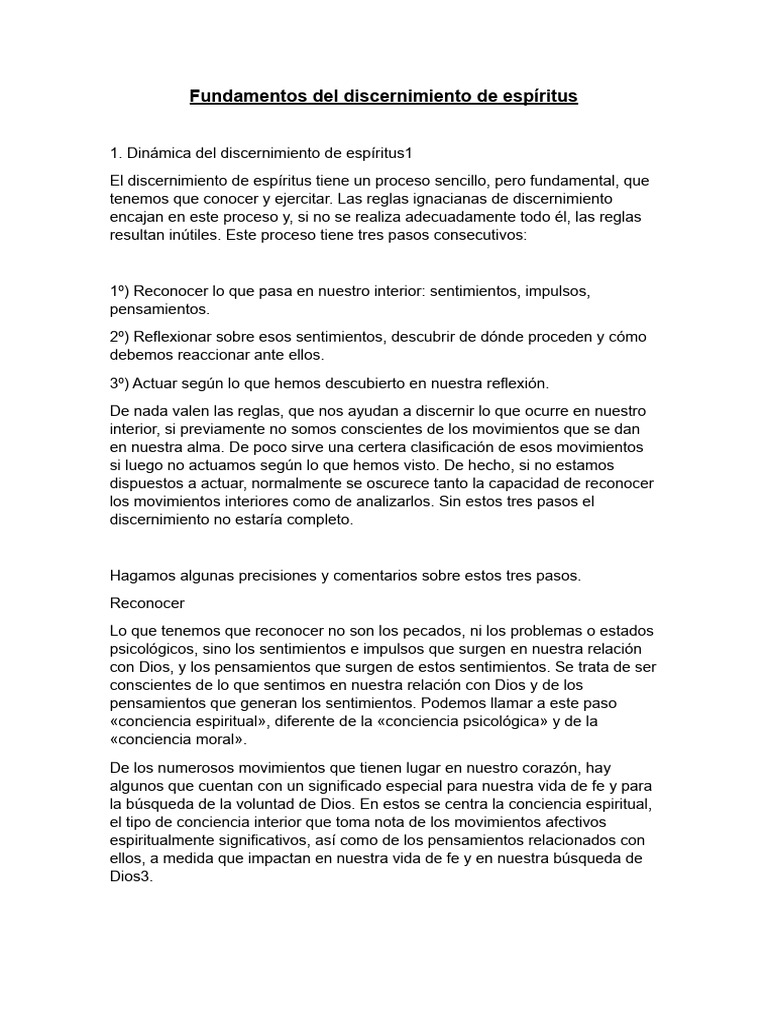Fundamentos Del Discernimiento de Espíritus | PDF | Demonios | Amor