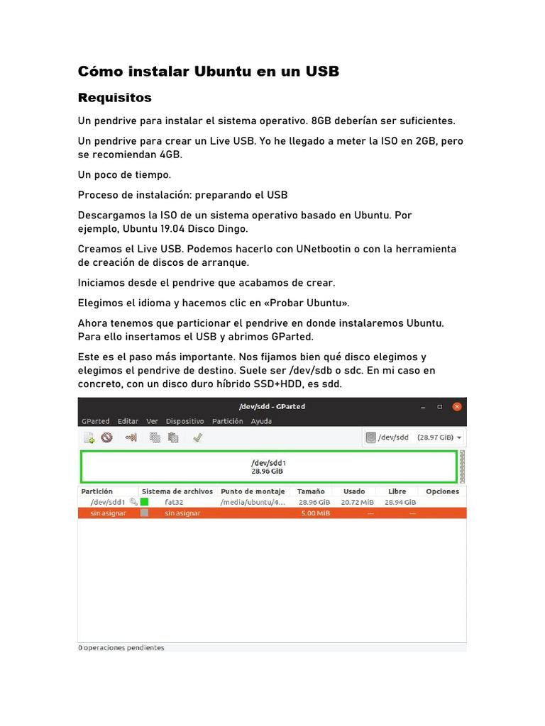 Instalacion Linux Ubuntu | PDF | Memoria USB | Ciencias de la Computación