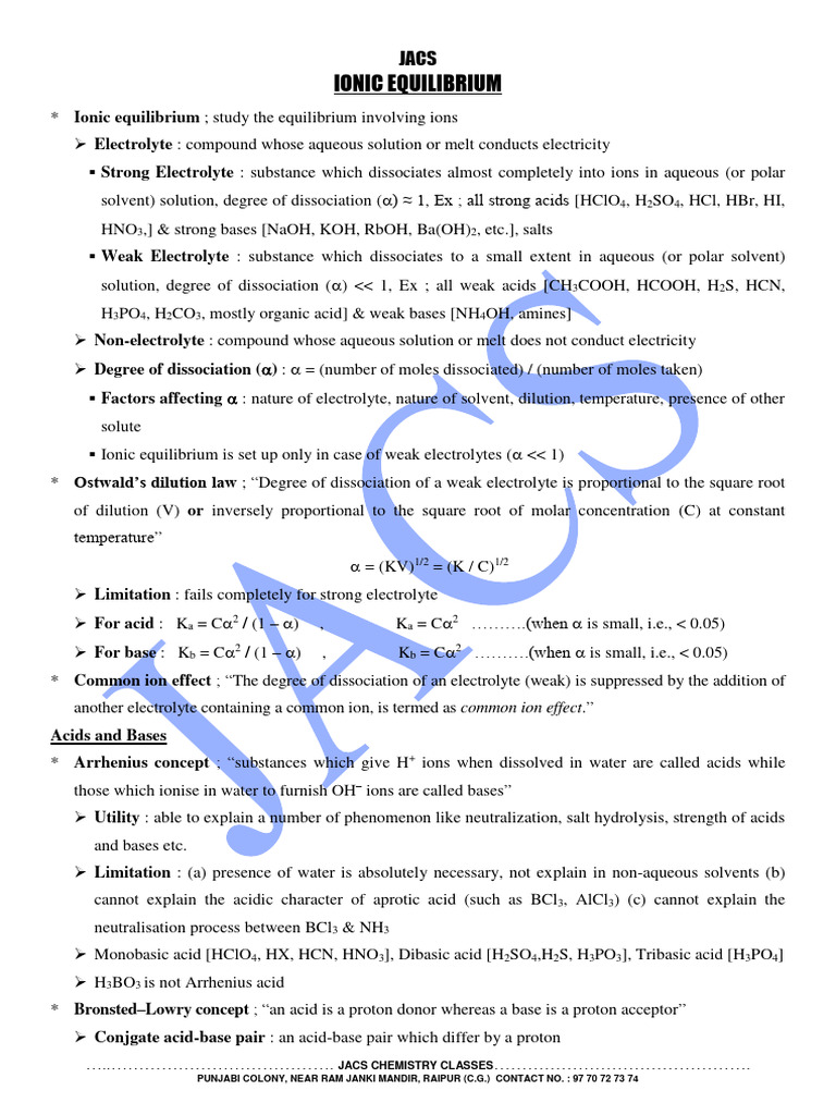 Z - Theory - Ionic Equilibrium | PDF | Acid Dissociation Constant | Ph