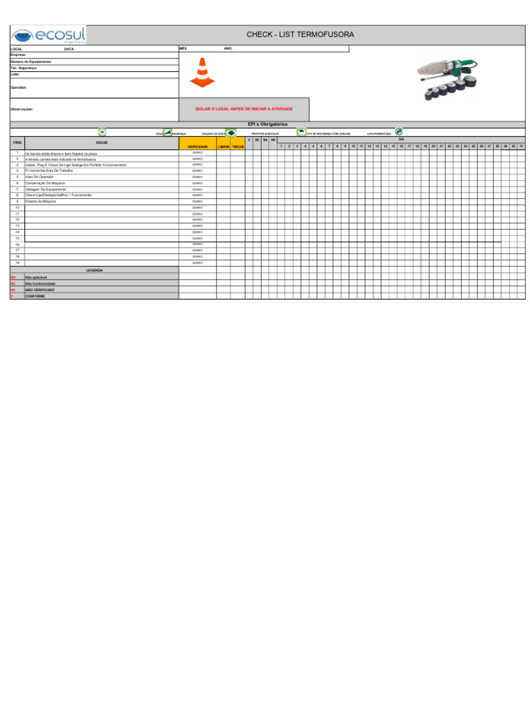 Checklist Termofusora | PDF