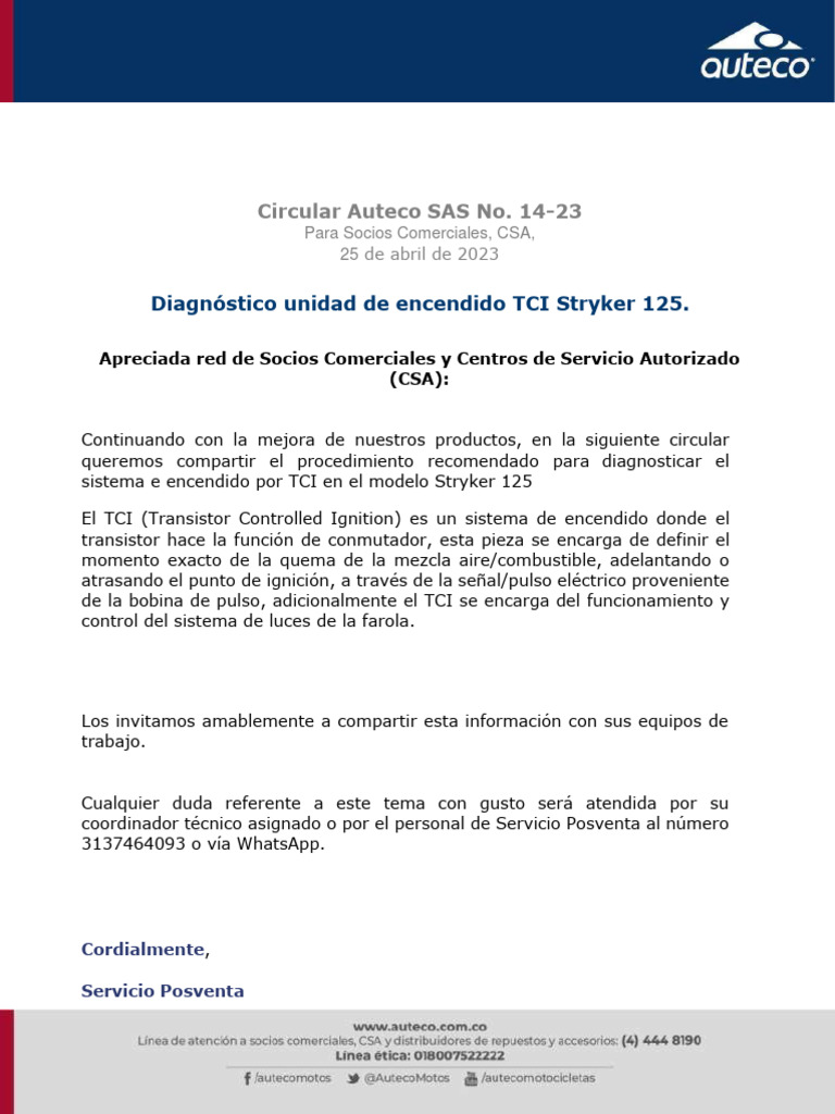Diagnóstico TCI Stryker 125 | PDF | Ingenieria Eléctrica | Electricidad
