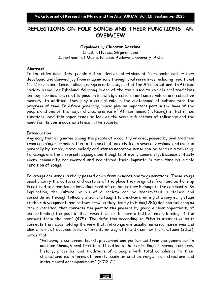 Awka Journal of Research | PDF | Igbo People | Folk Music