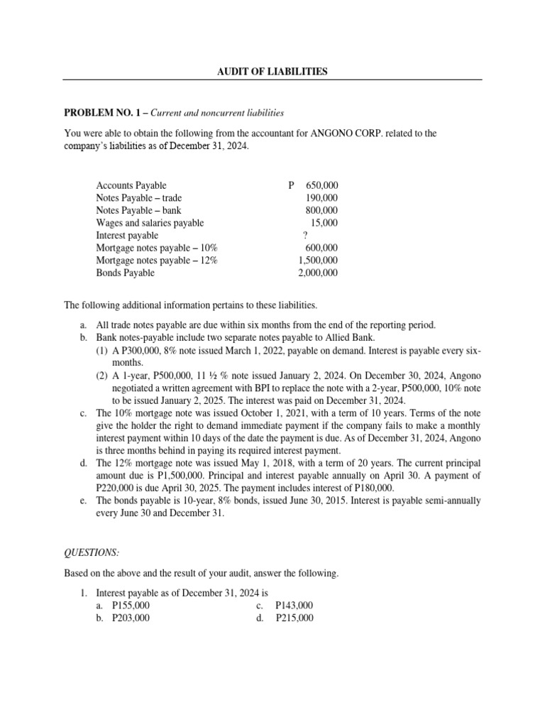 Audit of Liabilities For Sending | PDF | Bonds (Finance) | Convertible Bond