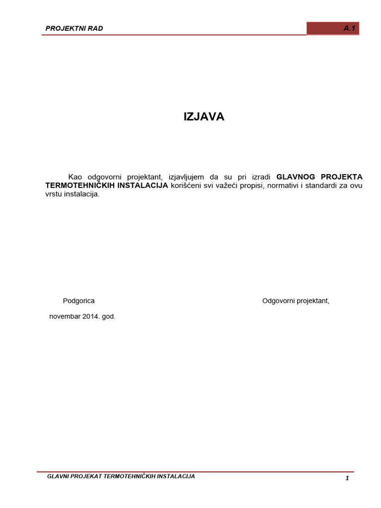 A.1 - Izjava o Pridrzavanju Propisa | PDF