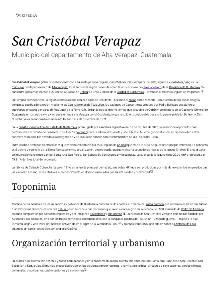 San Cristóbal Verapaz: Historia y Atractivos | PDF