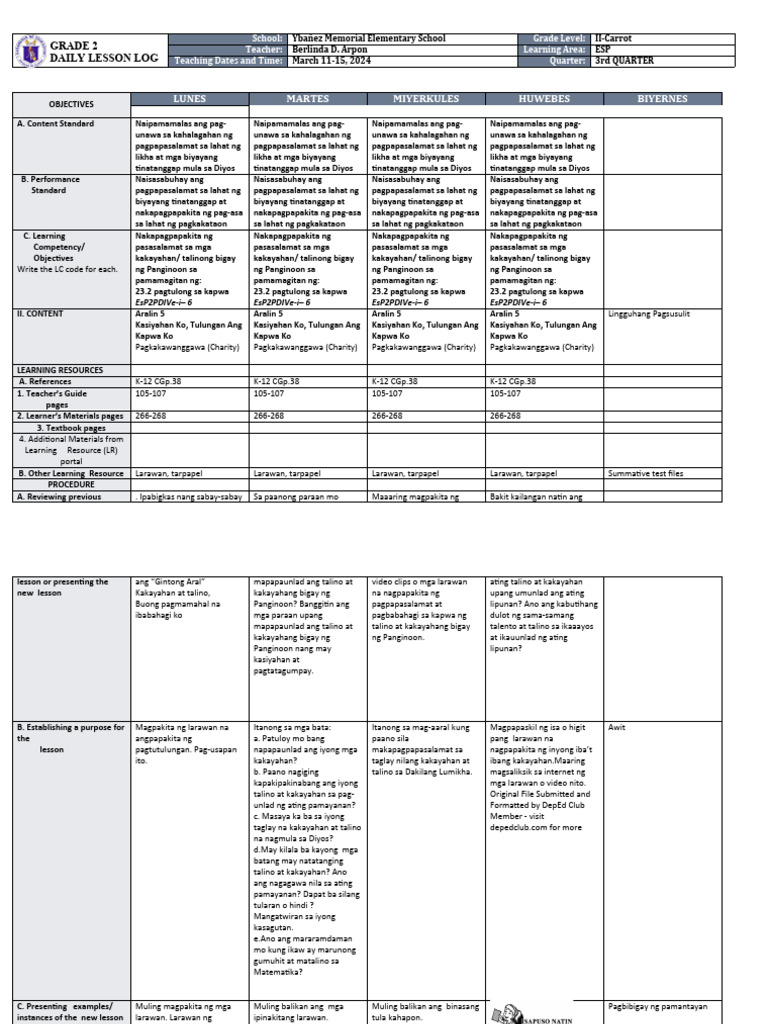 DLL - Esp 2 - Q4 - W5 | PDF