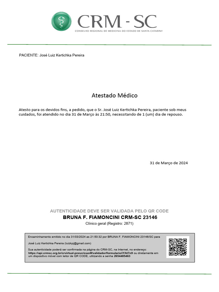Atestado Médico - CRM Digital | PDF