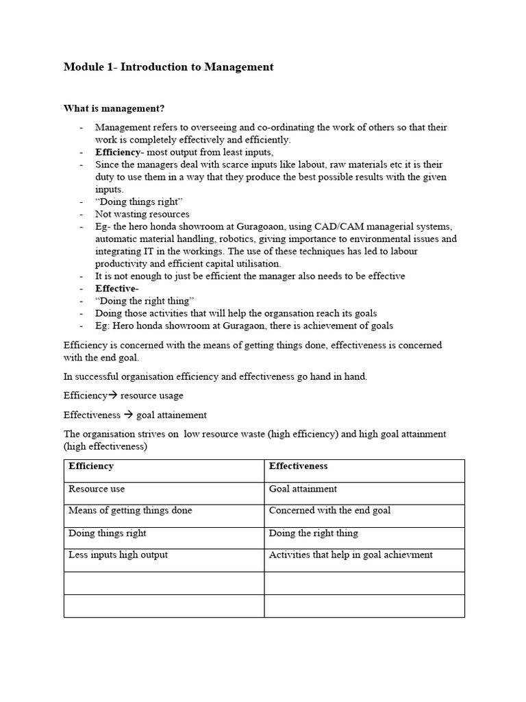 Module 1 Notes | PDF | Efficiency | Employment Module 1 Notes | PDF | Efficiency | Employment