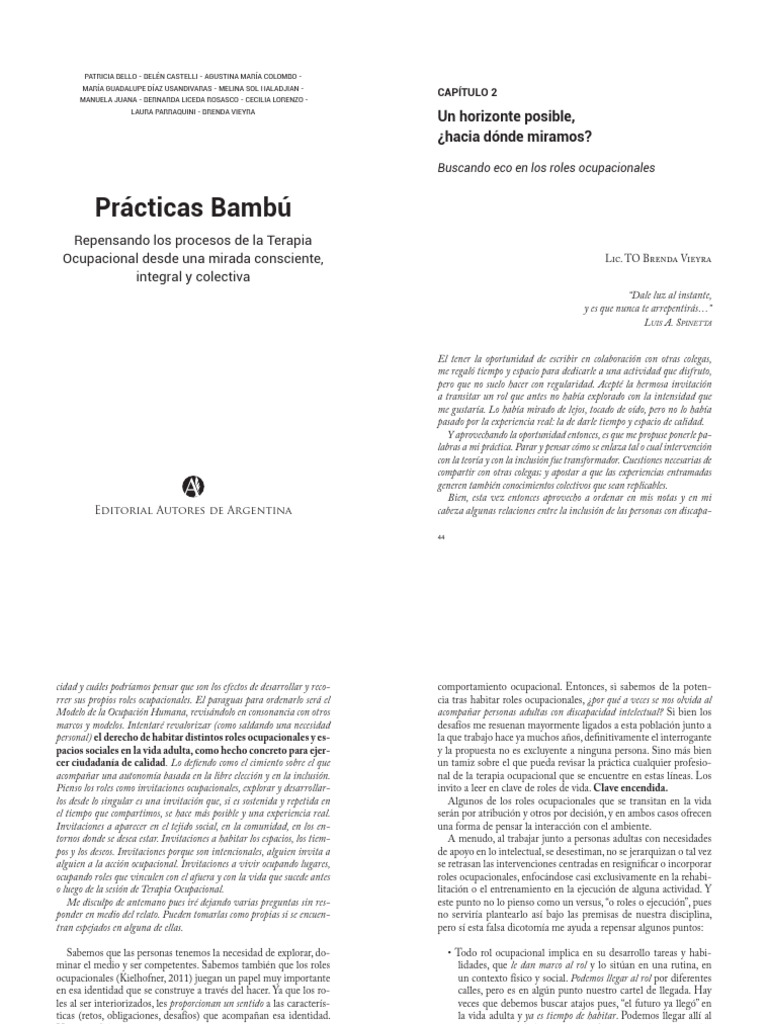 PRÁCTICAS BAMBÚ, Capítulo 2 | PDF | Terapia ocupacional | Invalidez