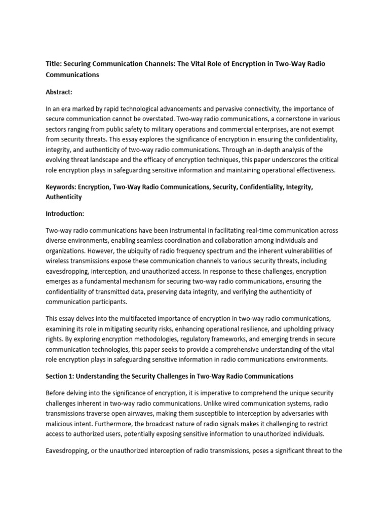 Encryption in Two-Way Radio Security | PDF | Encryption | Public Key ...