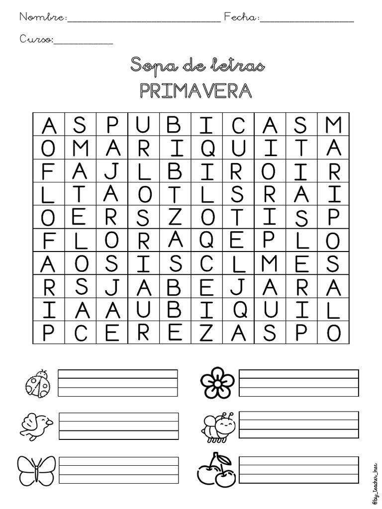 SOPA DE LETRAS PRIMAVERA | PDF