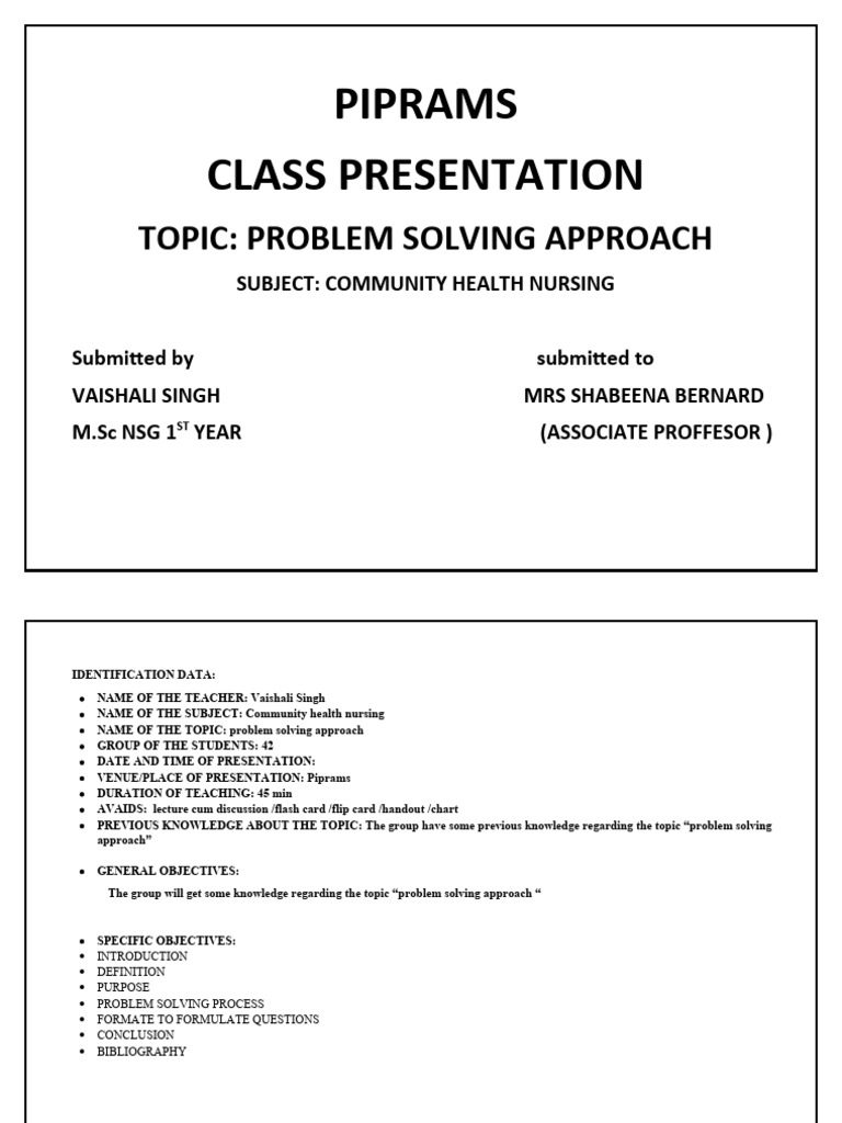 Micro Teaching Problem Solving Approach | PDF | Evaluation | Creativity