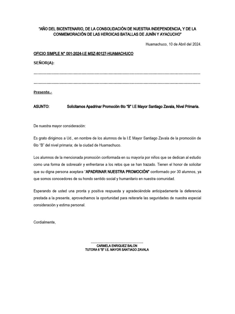 Oficio Simple N°001 | PDF