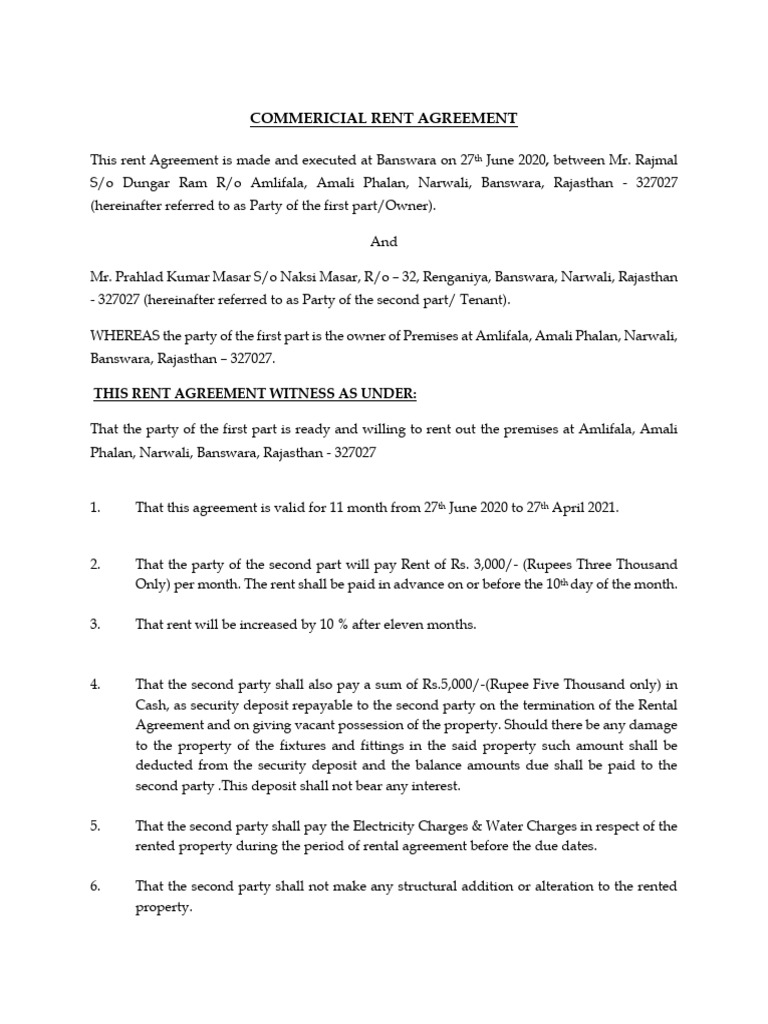 Rent Agg. | PDF | Renting | Lease