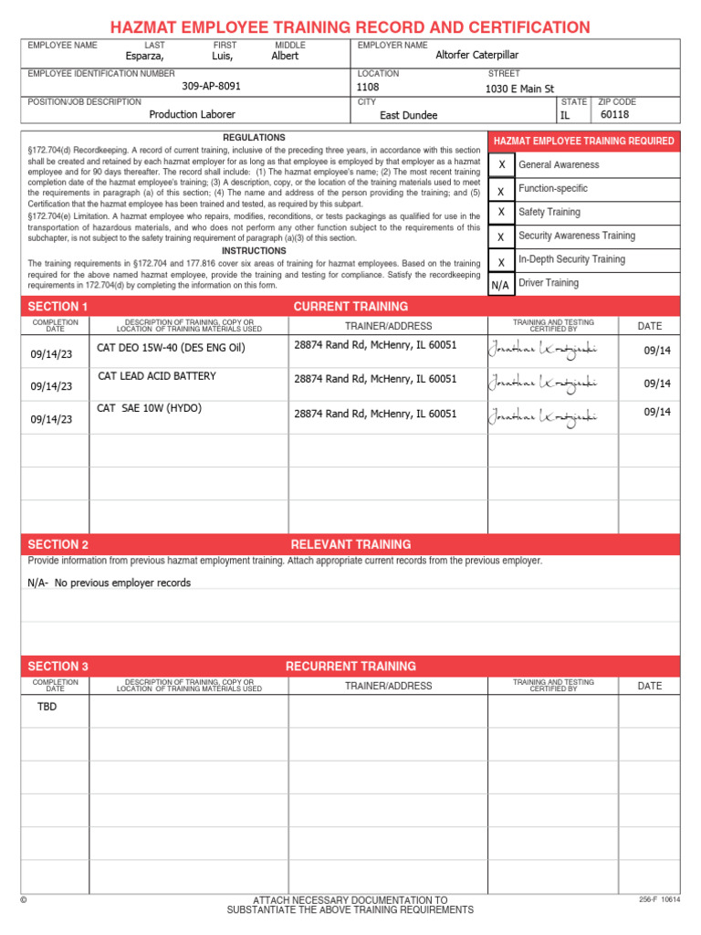 Hazmat Certification | Download Free PDF | Dangerous Goods | Employment