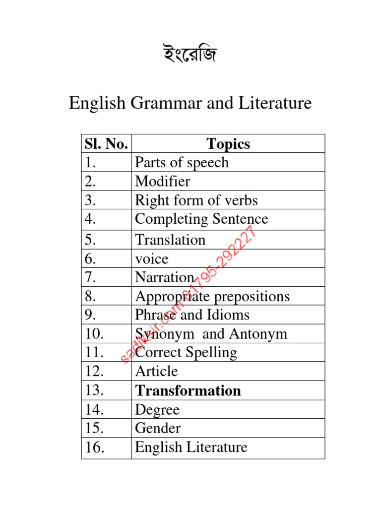 English Grammar Overview for Students | PDF | Verb | Part Of Speech