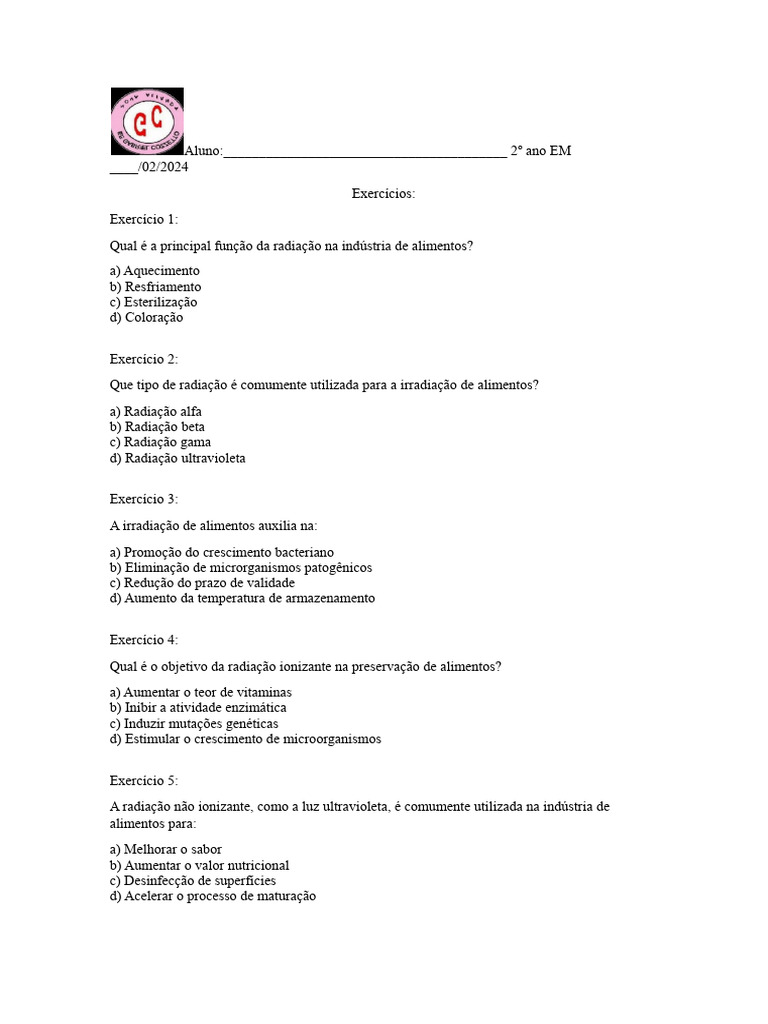 Exercício Aula 2 Sem Resposta | PDF