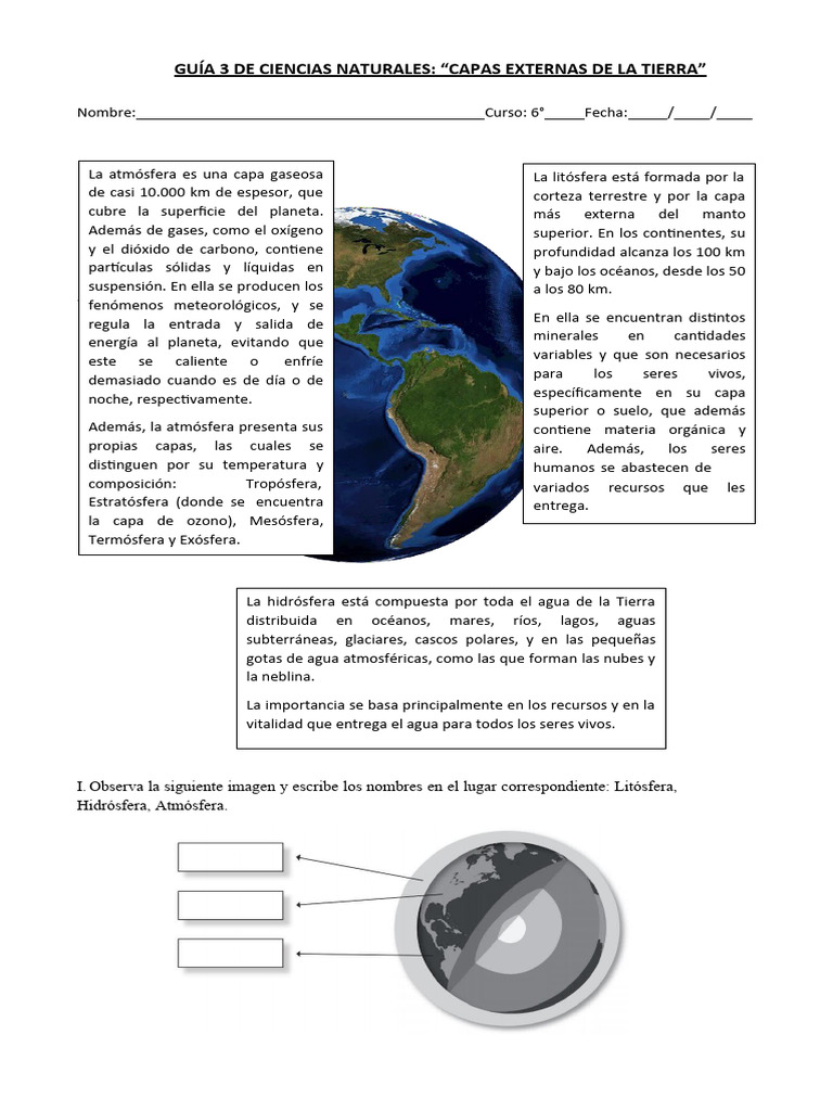 CIENCIAS-NATURALES-6°-BÁSICO-GUÍA-3- CAPAS DE LA TIERRA | PDF | Tierra ...