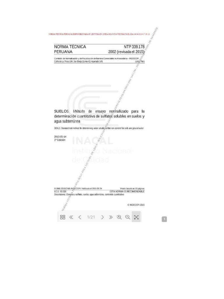 NTP 339.178 SULFATOS EN SUELOS | PDF