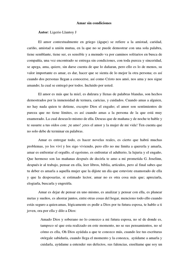 Amar Sin Condiciones | PDF | Amor | Virtud