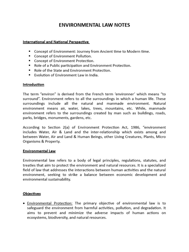 Environmental Notes | PDF | Sustainability | Environmental Law