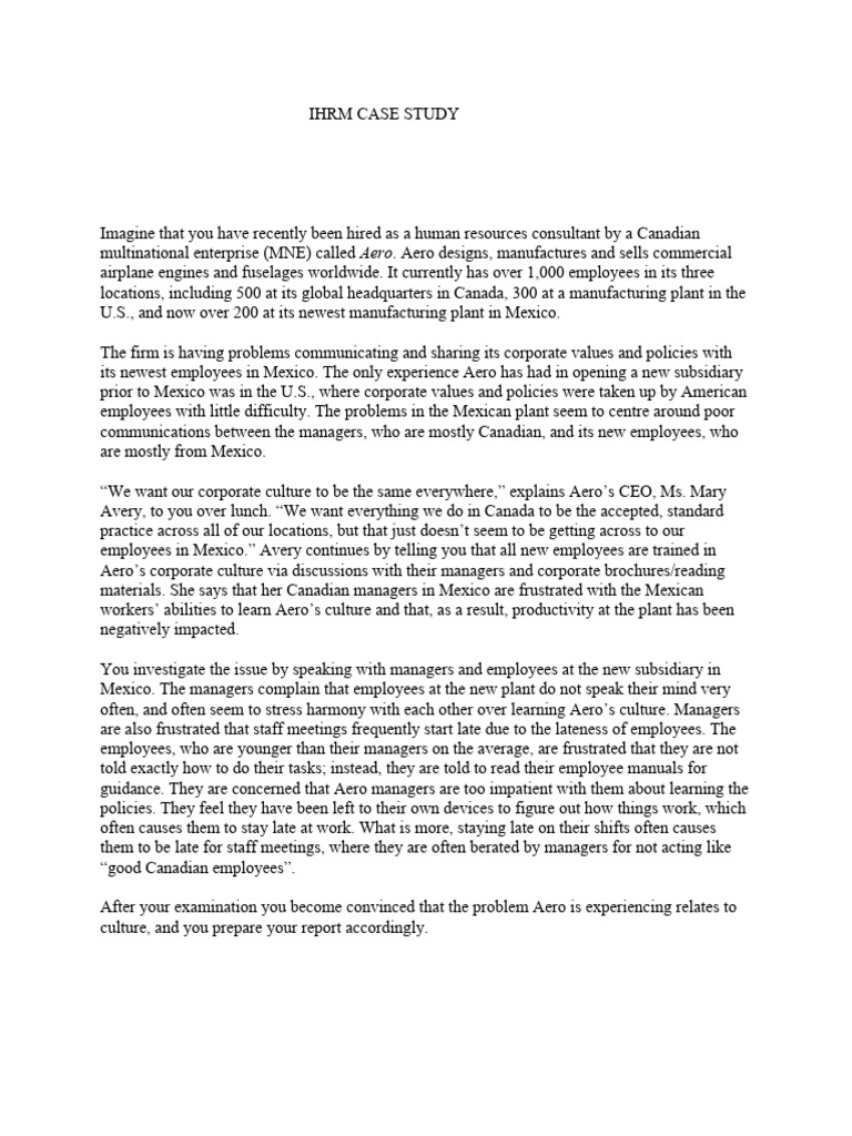 Ihrm Case Study 1 | Download Free PDF | Employment | Economies