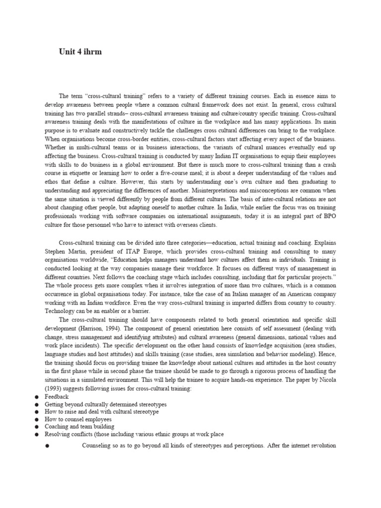 Unit 4 ihrm | PDF | Performance Appraisal | Cross Cultural Communication