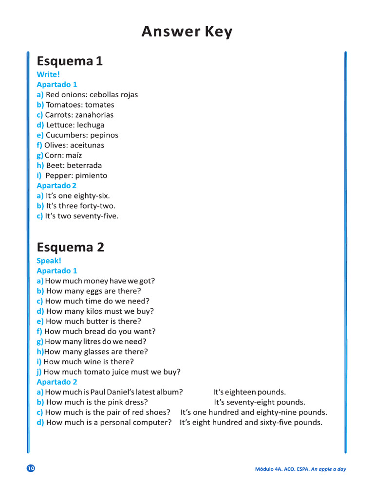 Answer Key (Worksheets) | PDF