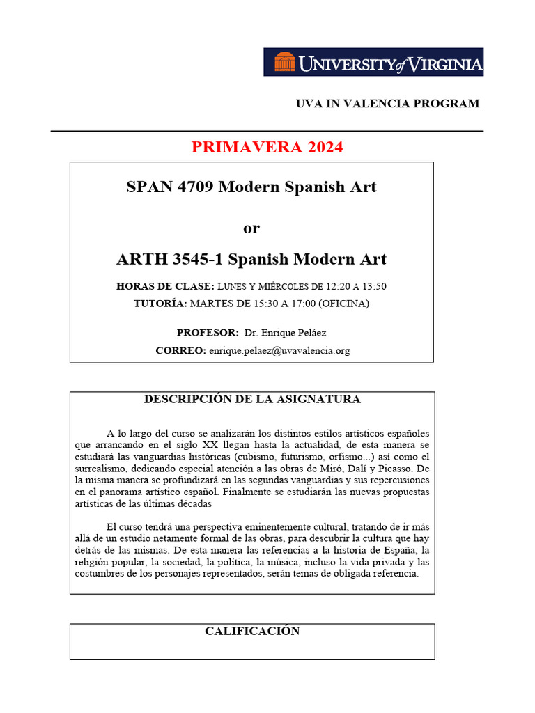 SPAN 4709 Syllabus | PDF | Vanguardia | Arte abstracto