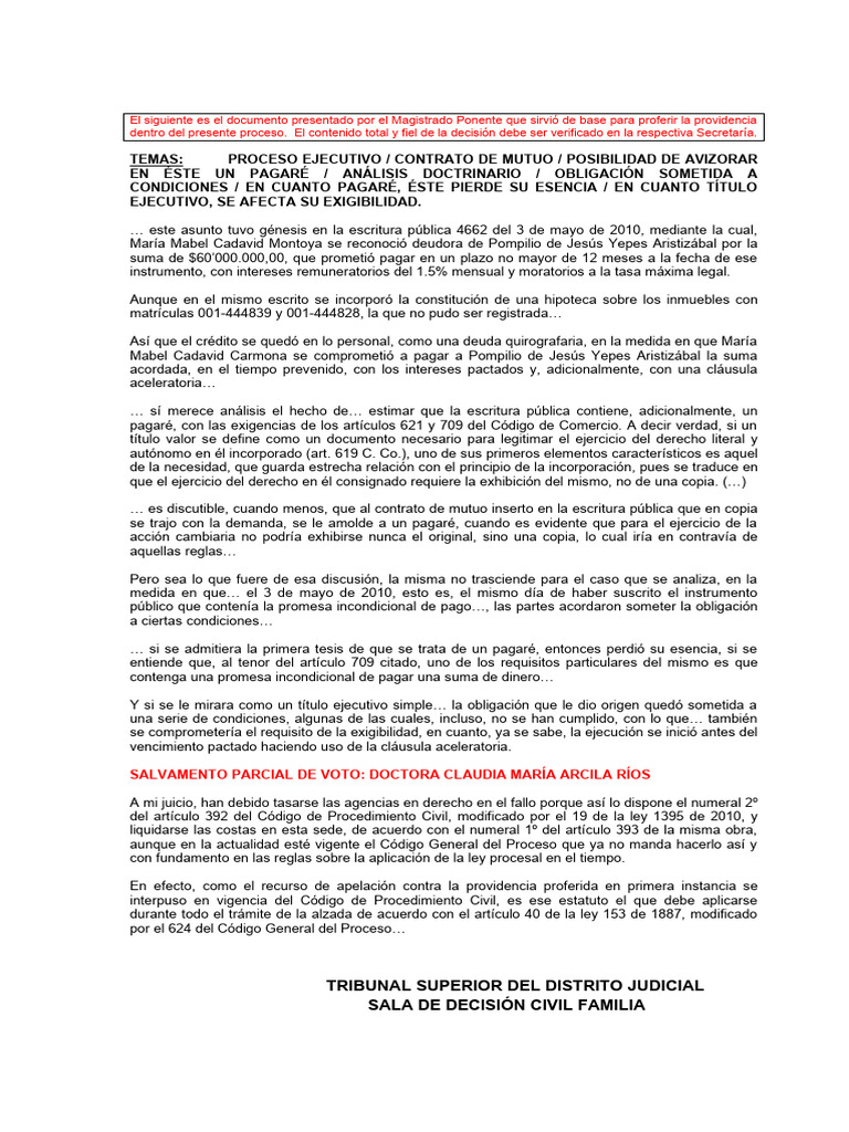 2010-00783 (S) - Contrato de Mutuo o Pagare. Obligacion Condicionada ...