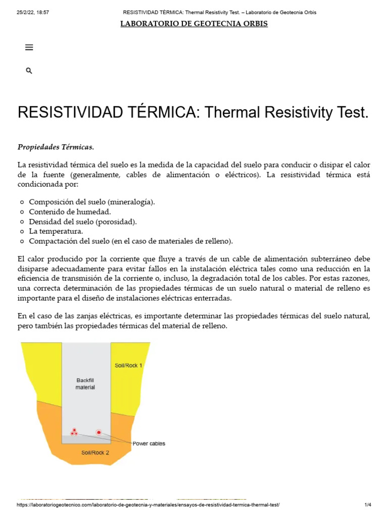 RESISTIVIDAD TÉRMICA - Thermal Resistivity Test. - Laboratorio de ...