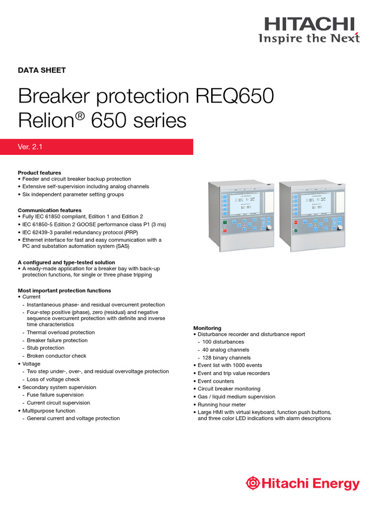 4CAE000145 REQ650 Technical Summary A4 | PDF | Power Supply ...
