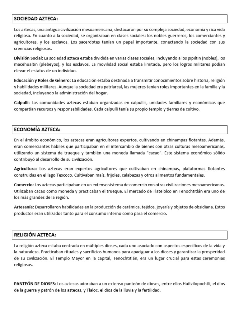 Estructura de la Sociedad Azteca | PDF | Sociedad