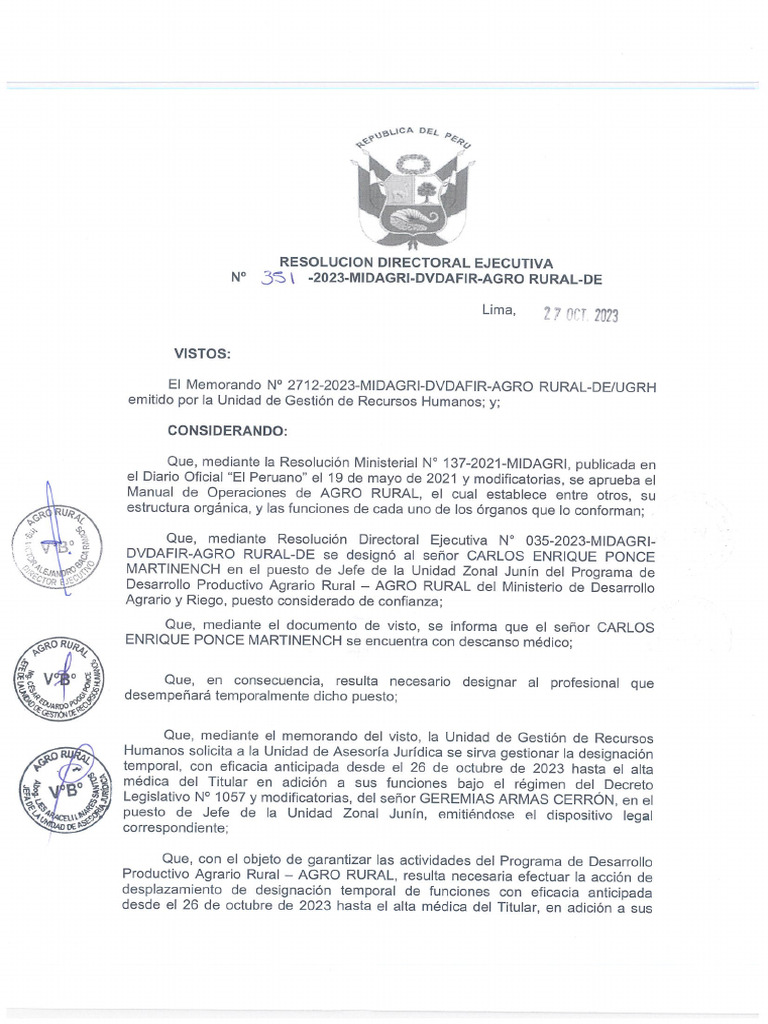 Rde Nº351-2023 | PDF | Gobierno