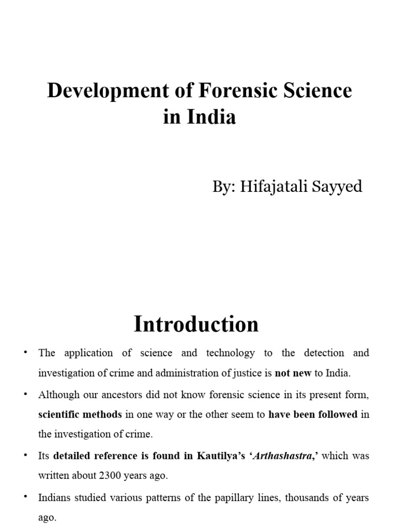 Evolution of Forensic Science in India | PDF | Forensic Science ...