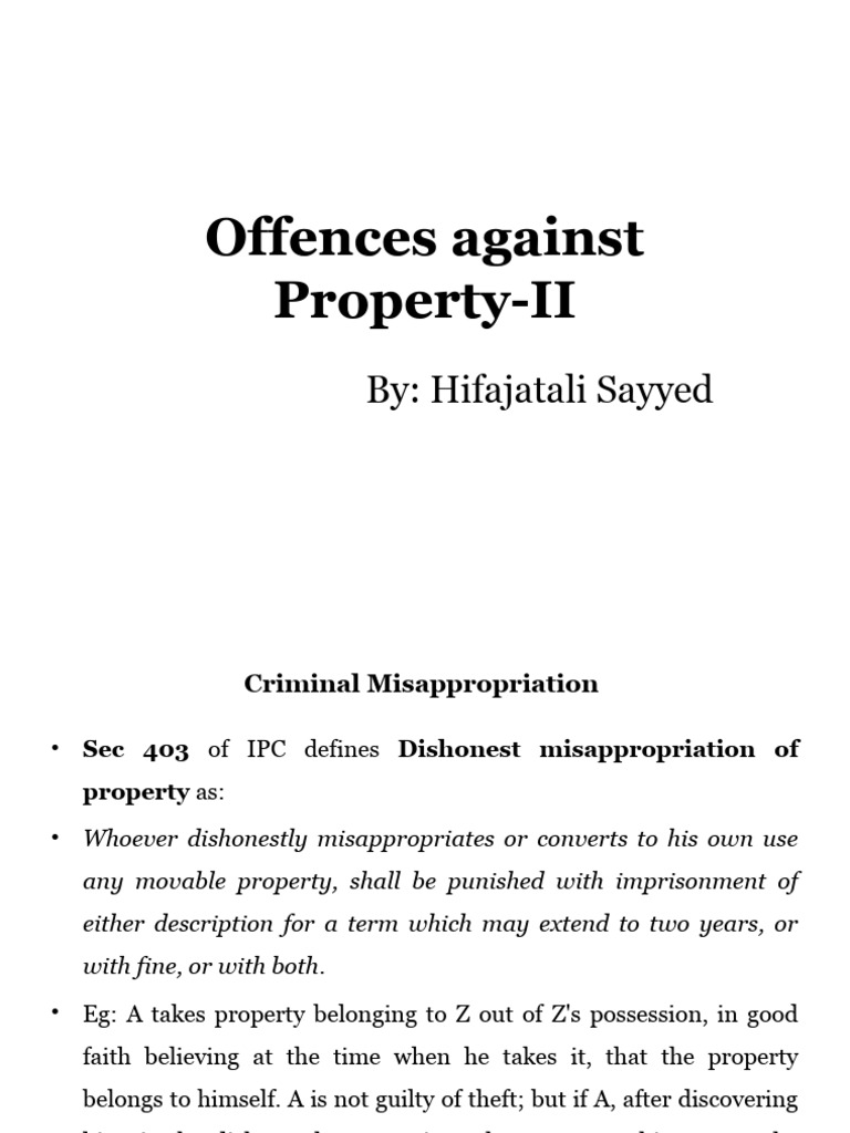 Offences Against Property-II | PDF | Forgery | Dishonesty