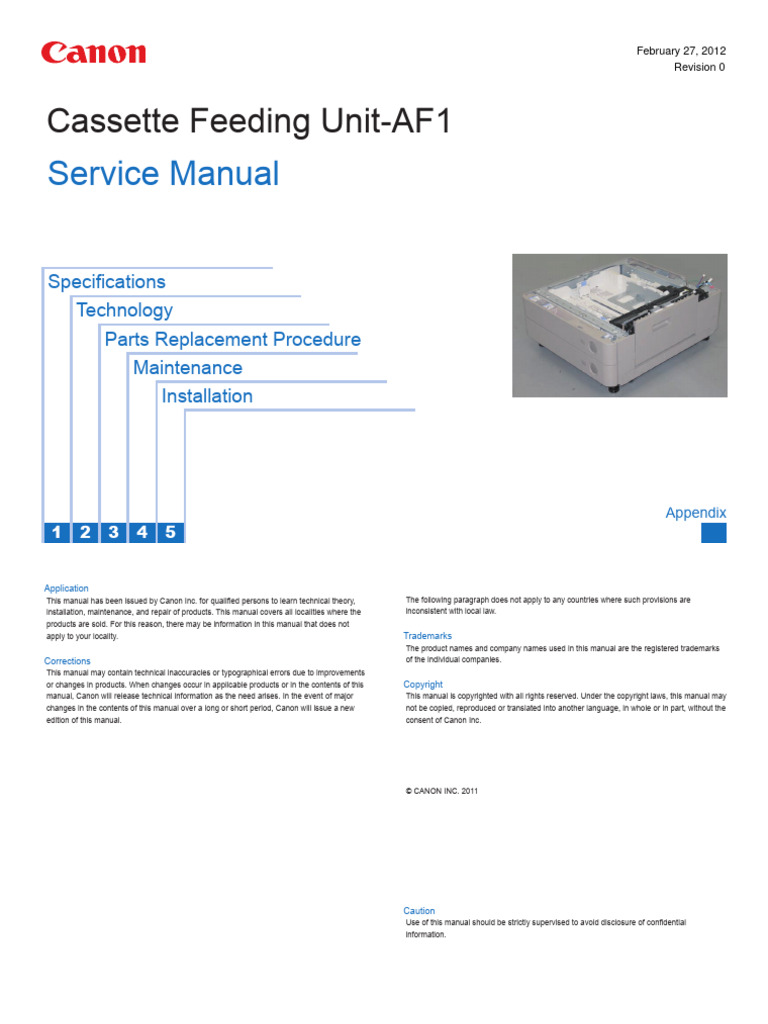 Cassette Feeding Unit-AF1 SM Rev0 022712 | PDF | Electrical Connector | Electronic Circuits
