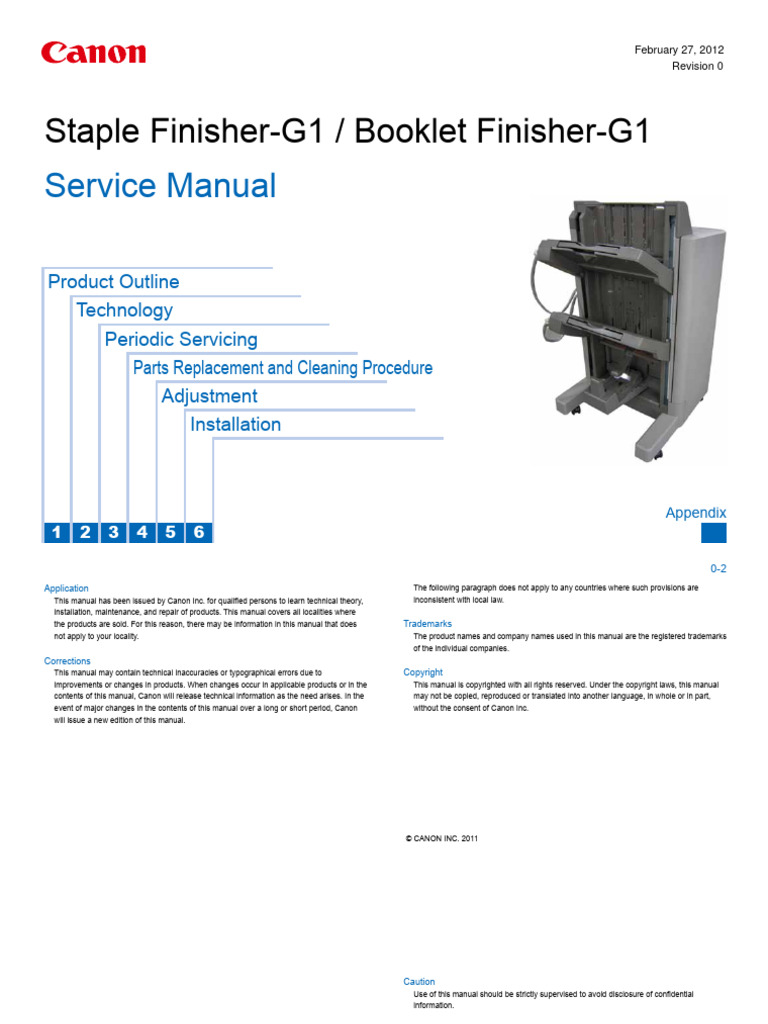 Staple Finisher-G1 Booklet Finisher-G1 SM Rev0 022712 | PDF ...