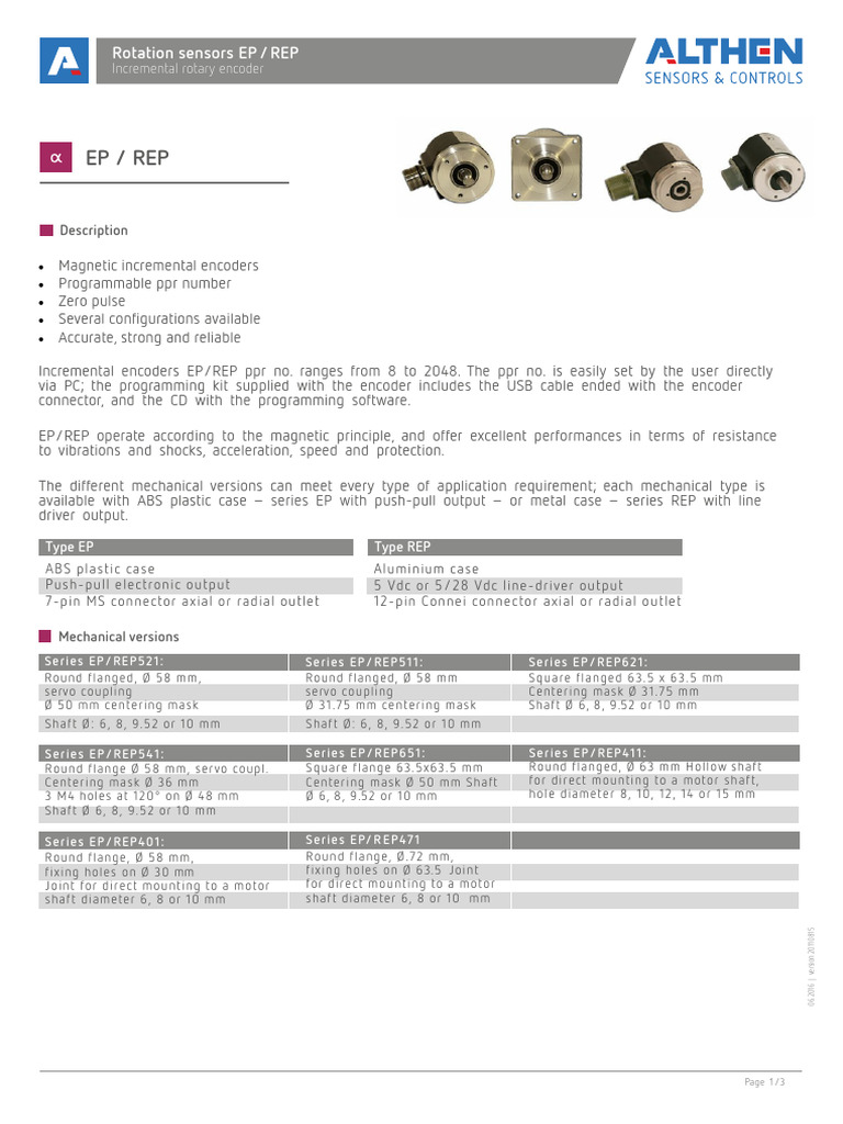 Ep Rep Incremental Rotary Encoder en | PDF | Electrical Components ...