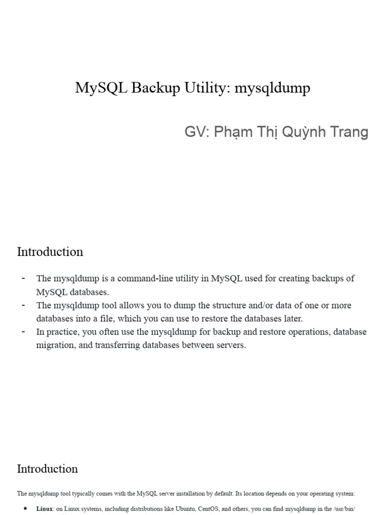 MySQL Backup Utility_ Mysqldump | PDF | Databases | Superuser