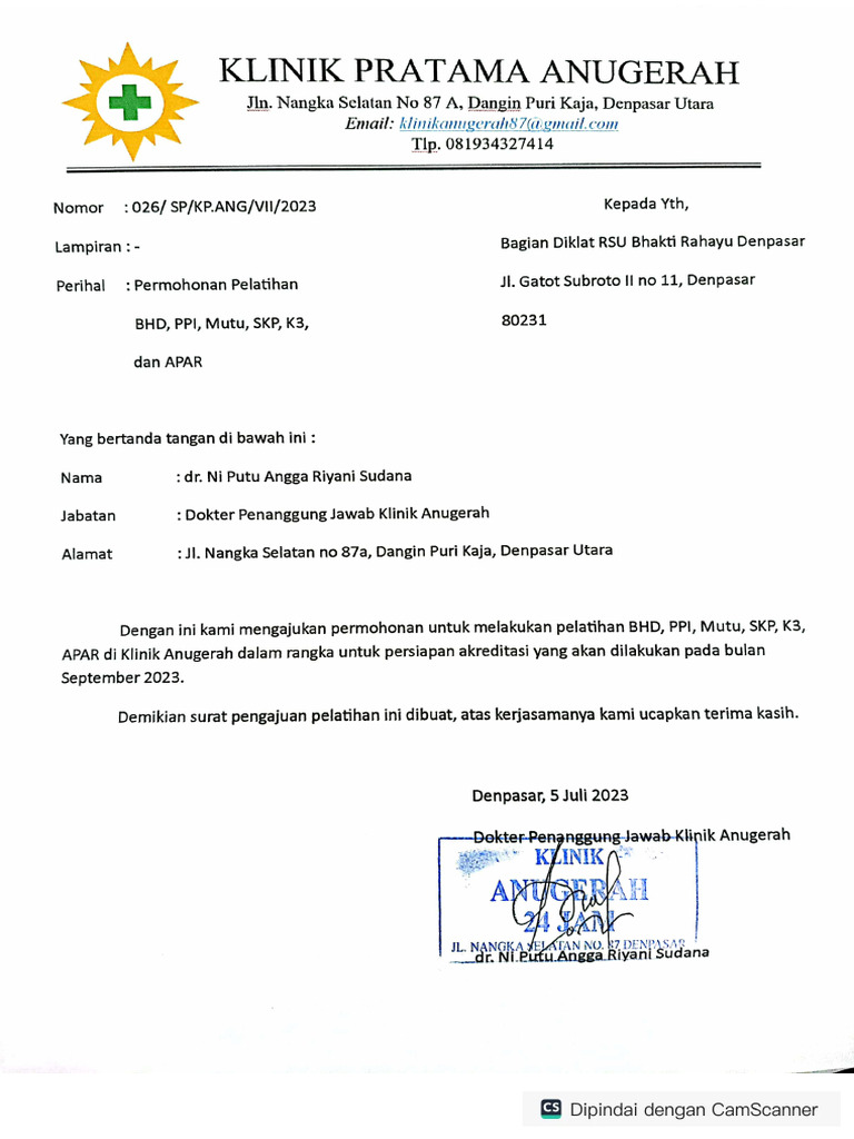 Surat Pengajuan Pelatihan | PDF