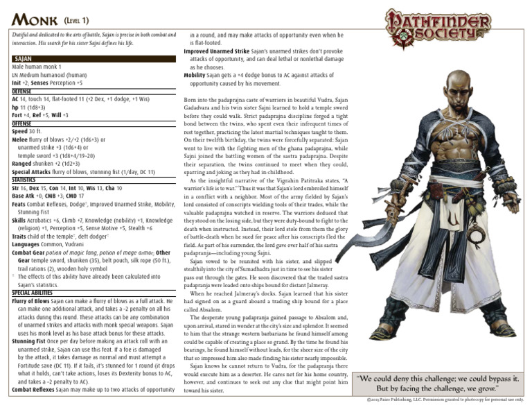 Monk - Level 1 | PDF