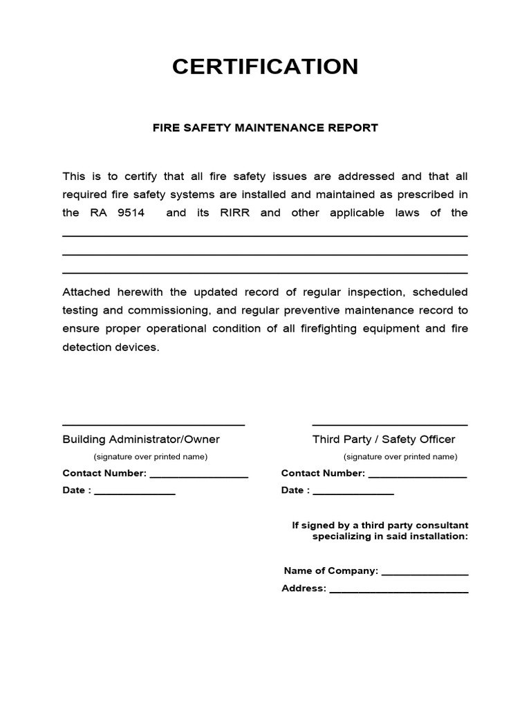 FSMR Format | PDF | Fire Safety | Pump