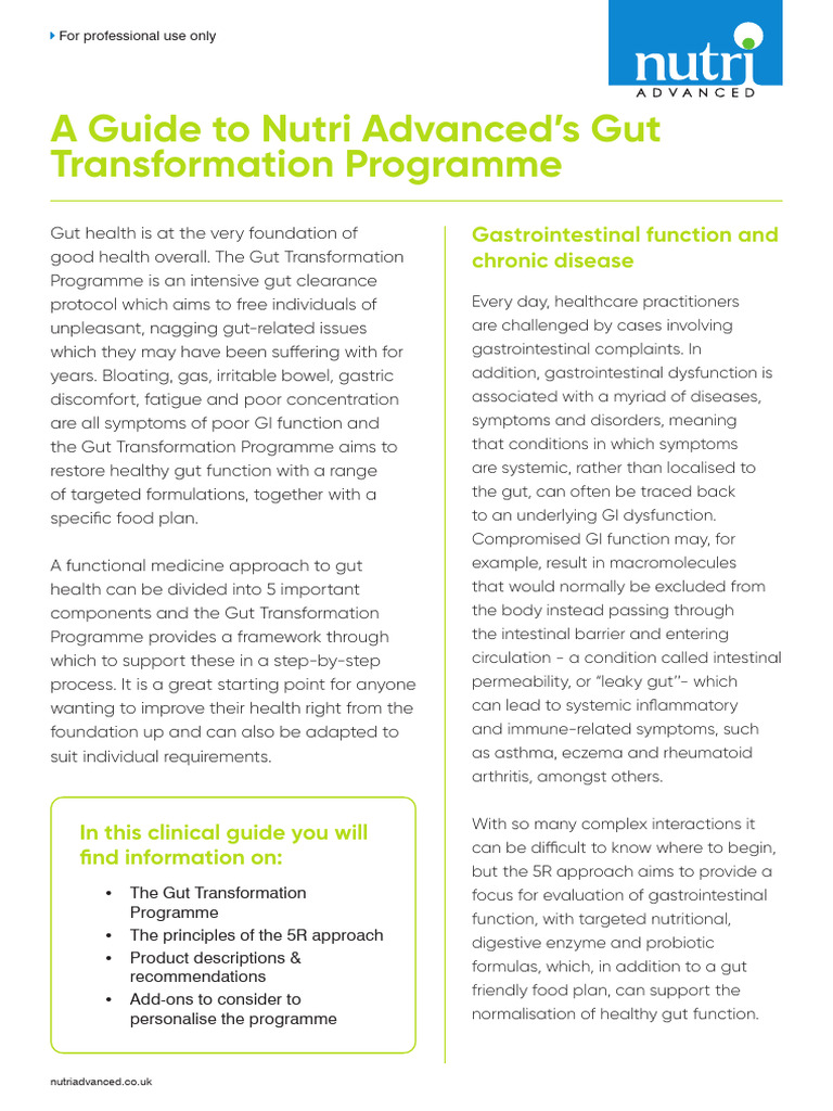 Nutri Advanced Gut Transformation Guide | PDF | Gastrointestinal Tract ...