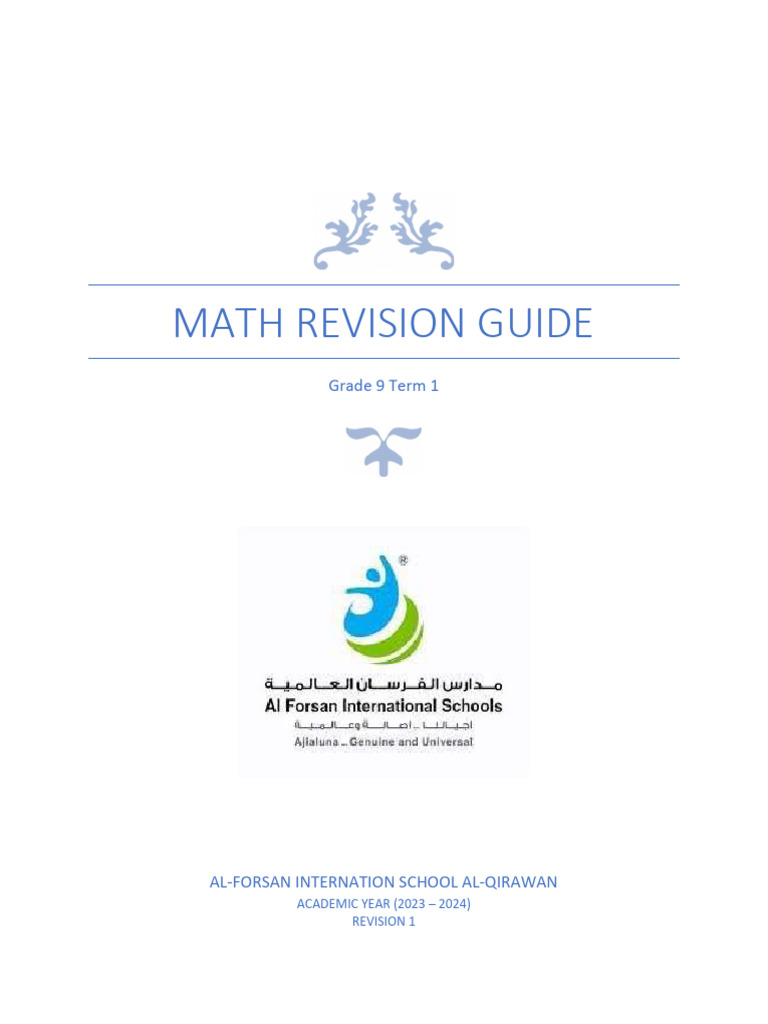 Final Exam Booklet - Grade 9 - Term 1 | Download Free PDF | Inequality ...