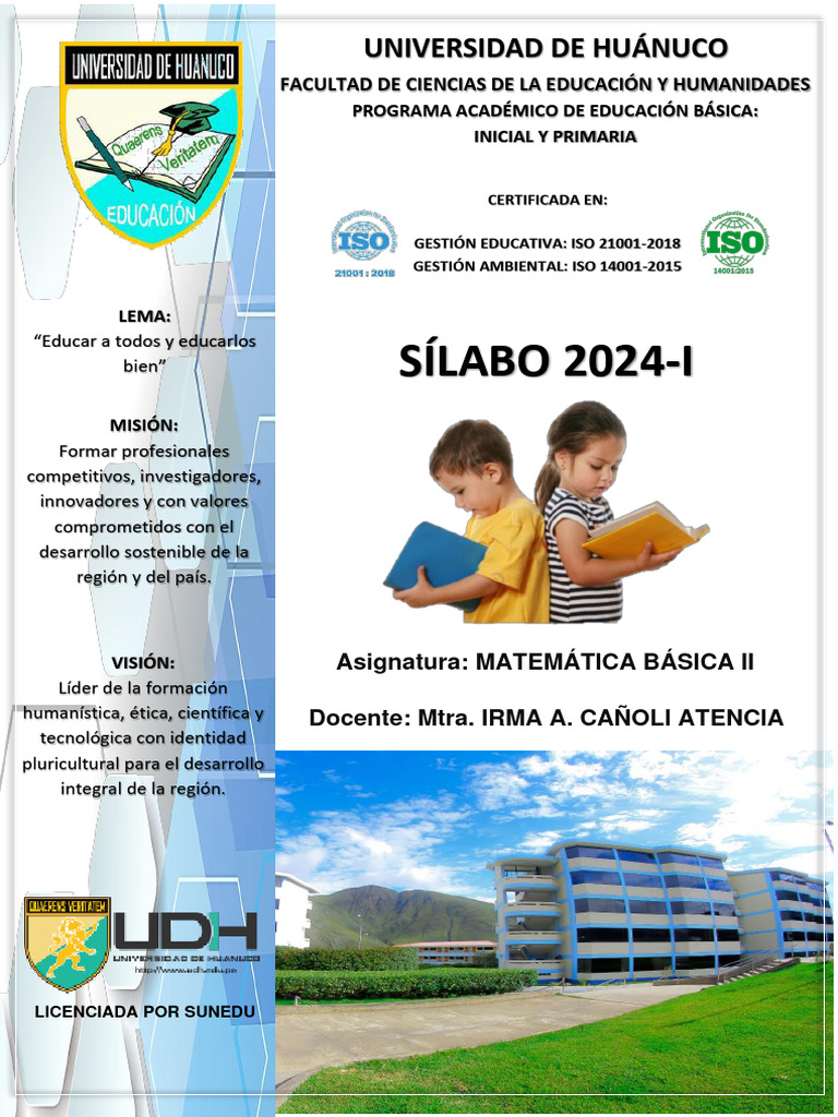 Silabo MATEMÁTICA BÁSICA II - EDUCACIÓN - 2024 I | PDF | Ecuaciones | Educación primaria
