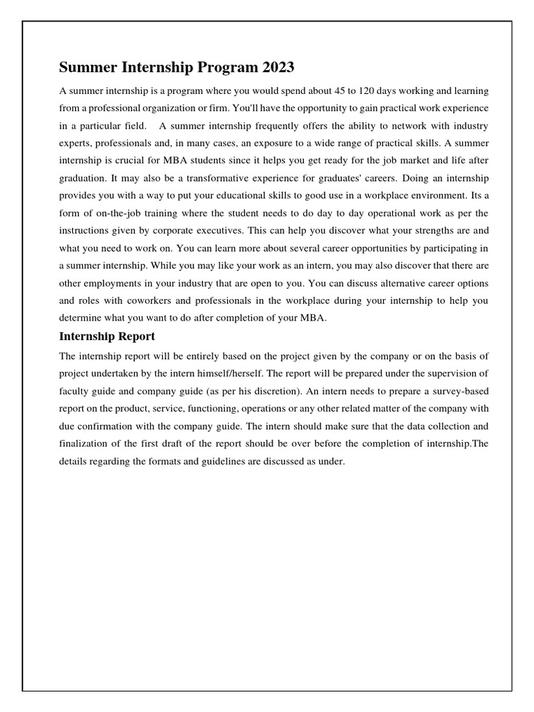 SIP Guidelines and Formats | PDF | Internship | Job Hunting