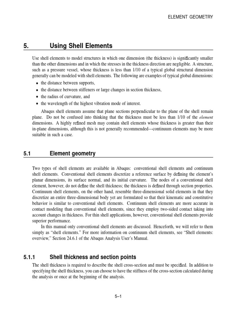 Shell Elements in Abaqus | PDF | Stress (Mechanics) | Cartesian ...
